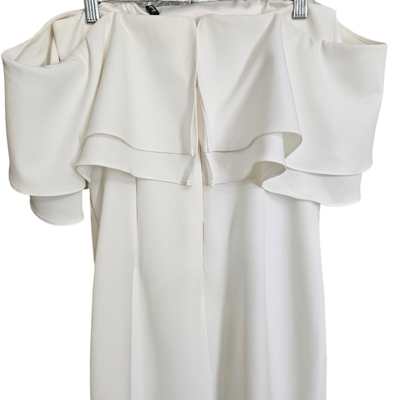 Bardot | Dresses | Nwt Bardot Ivory Off Shoulder Double Ruffle Bodice Front Slit Dress | Poshmark